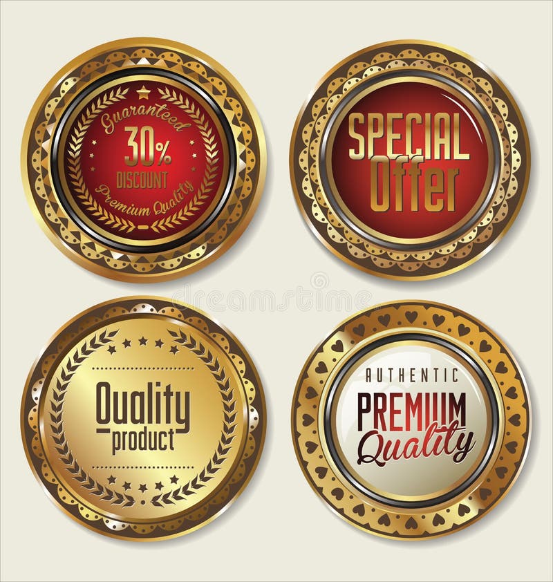 Luxury Golden Premium Quality Labels Stock Illustration - Illustration ...