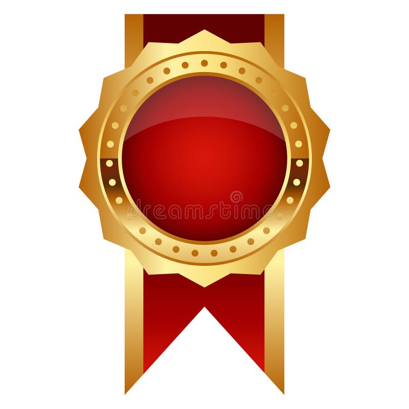 Luxury Golden Red Badge with Ribbon Decoration Stock Vector ...
