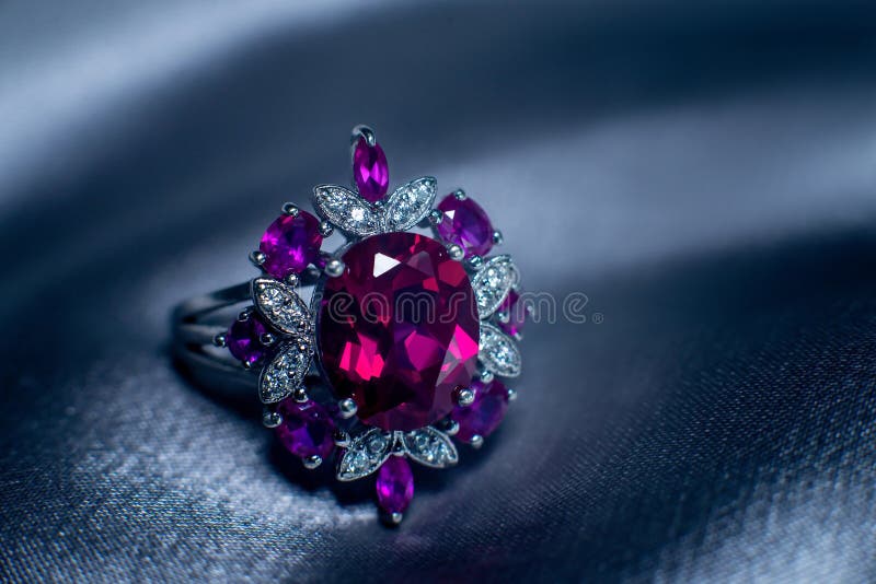 Luxury Golden Ruby Ring with Diamonds. Stock Image - Image of accessory ...