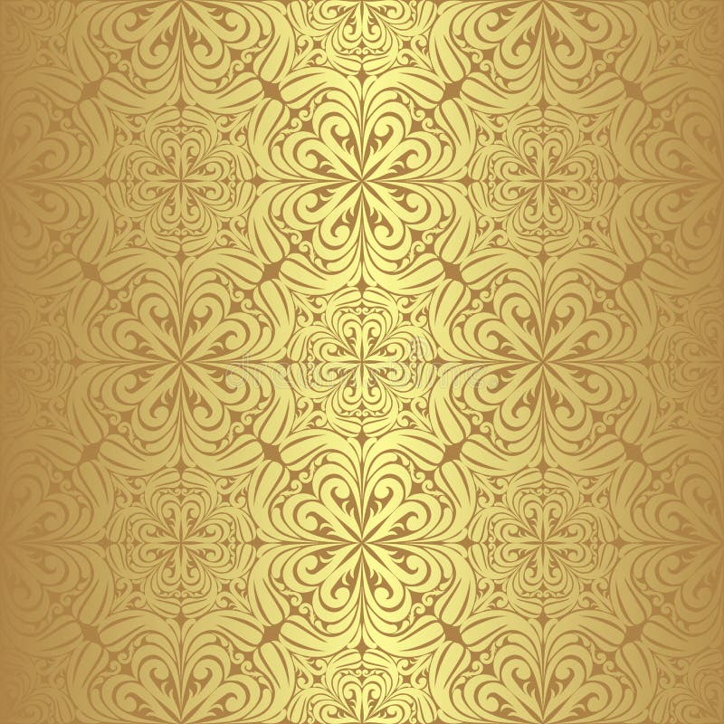 Golden seamless wallpaper. stock vector. Illustration of flower - 28842722