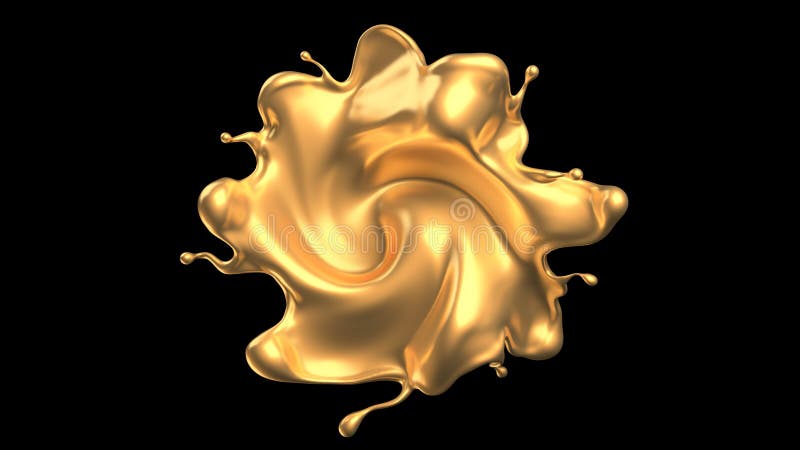 Luxury Golden Splash of Liquid. 3d Illustration, 3d Rendering Stock ...