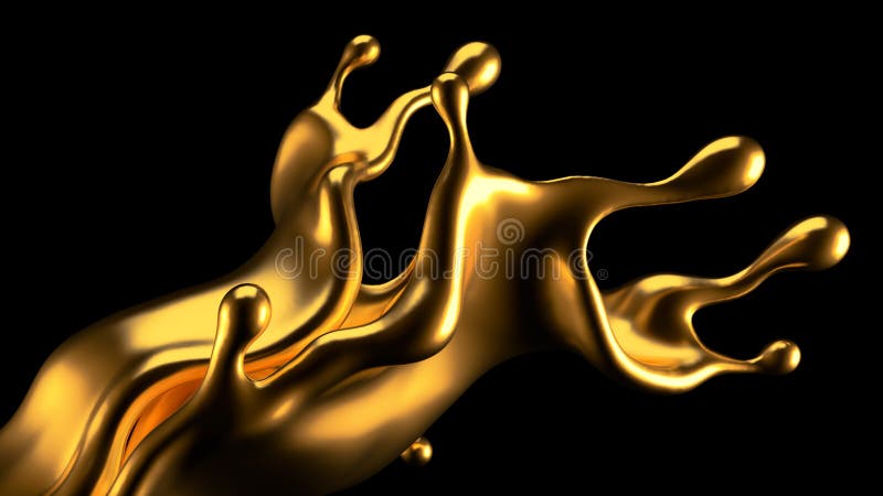 Luxury Golden Splash of Liquid. 3d Illustration, 3d Rendering Stock ...