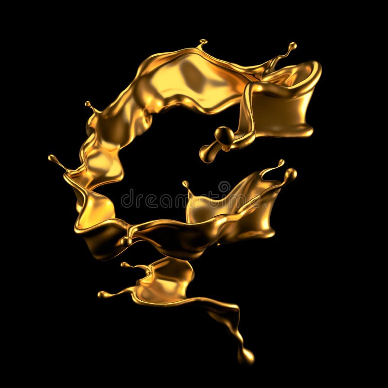 Luxury Golden Splash of Liquid. 3d Illustration, 3d Rendering Stock ...