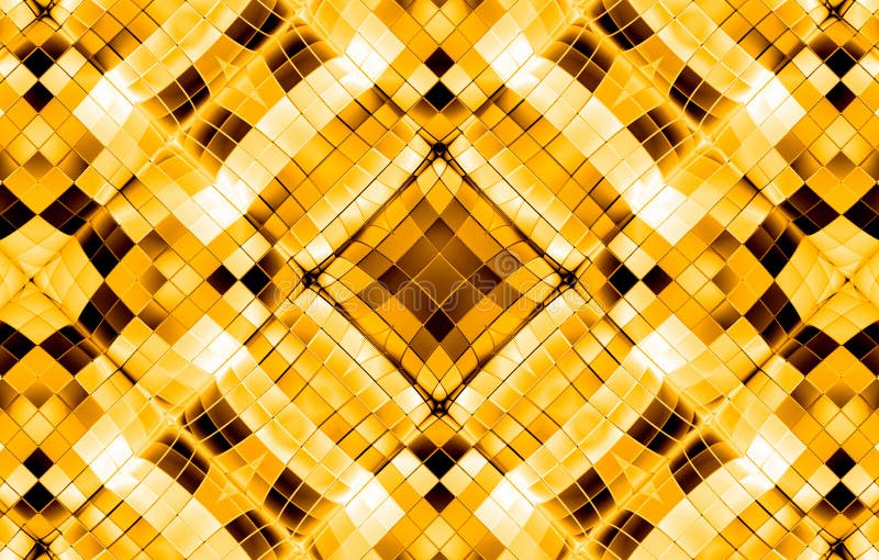 3d Rendering. Luxury Golden Square Grid Shape Tile Pattern Wall ...