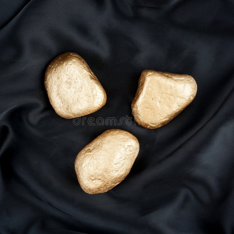 Golden Stone Isolated on White Background. Gold Cobblestone. Greeting ...
