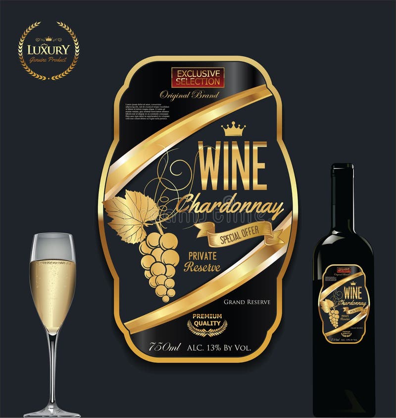 Luxury Golden Wine Label Template Stock Illustration - Illustration of ...
