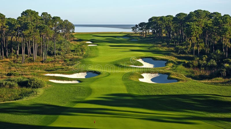 Luxury Golf Course Design with Ocean View, Fairway, Forest, Green Grass ...