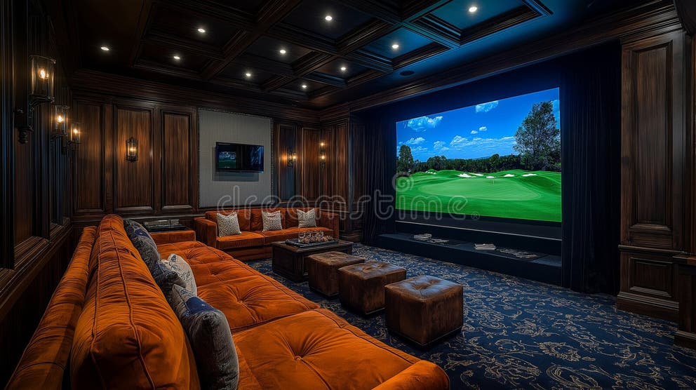 Luxury Golf Simulator Room in a Private Mansion Designed for Immersive ...