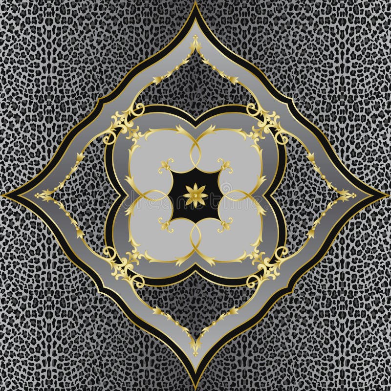 Luxury Gray Leopard and Gold Classic Pattern Stock Vector ...
