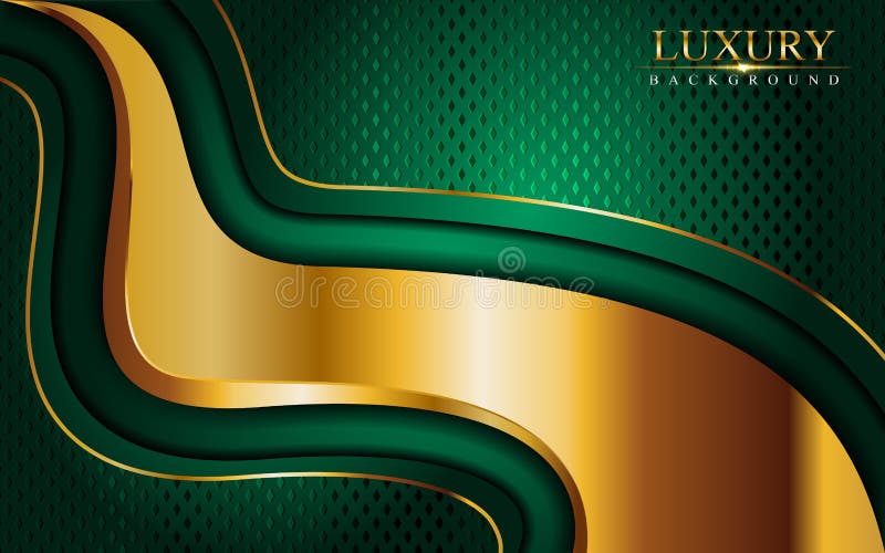 Luxury Green Background Combine With Glowing Golden Lines Overlap