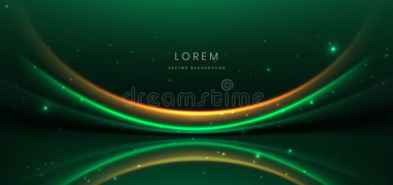 Luxury Green Background with Green and Golden Line Curved and Lighting ...