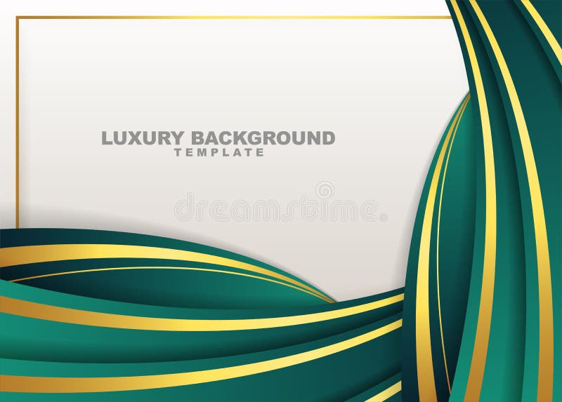 Luxury Green and Gold Wave Style Creative Background Stock Illustration ...