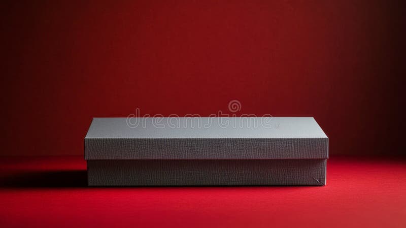 Luxury Grey Rectangular Packaging on Deep Red Backdrop Creating a ...