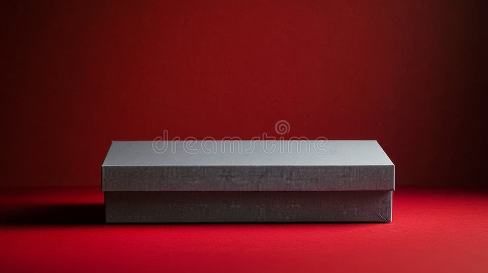 Luxury Grey Rectangular Packaging on Deep Red Backdrop Creating a ...