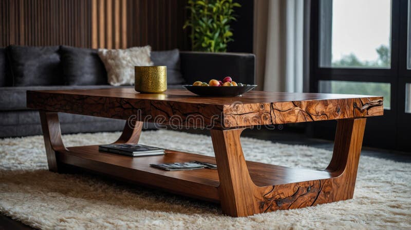 Luxury Handcrafted Solid Wood Rectangular Coffee Table, Designer Furniture for Interior Stock ...