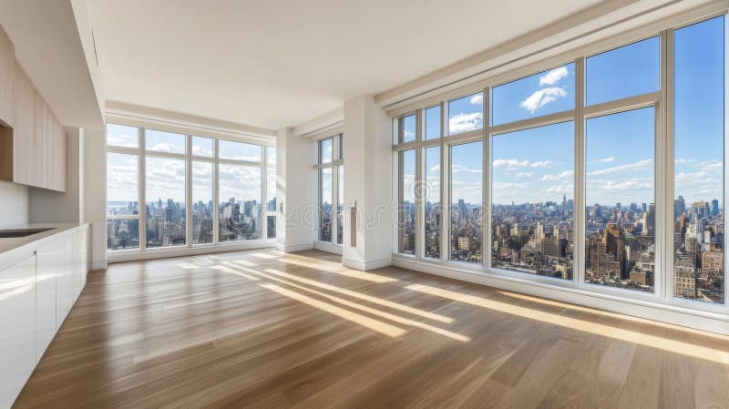 Luxury High-Rise Apartment with Panoramic City Views Stock Illustration ...