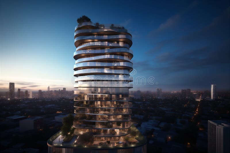 Luxury High Rise with Parametric Exterior Design. Generative AI. Stock ...