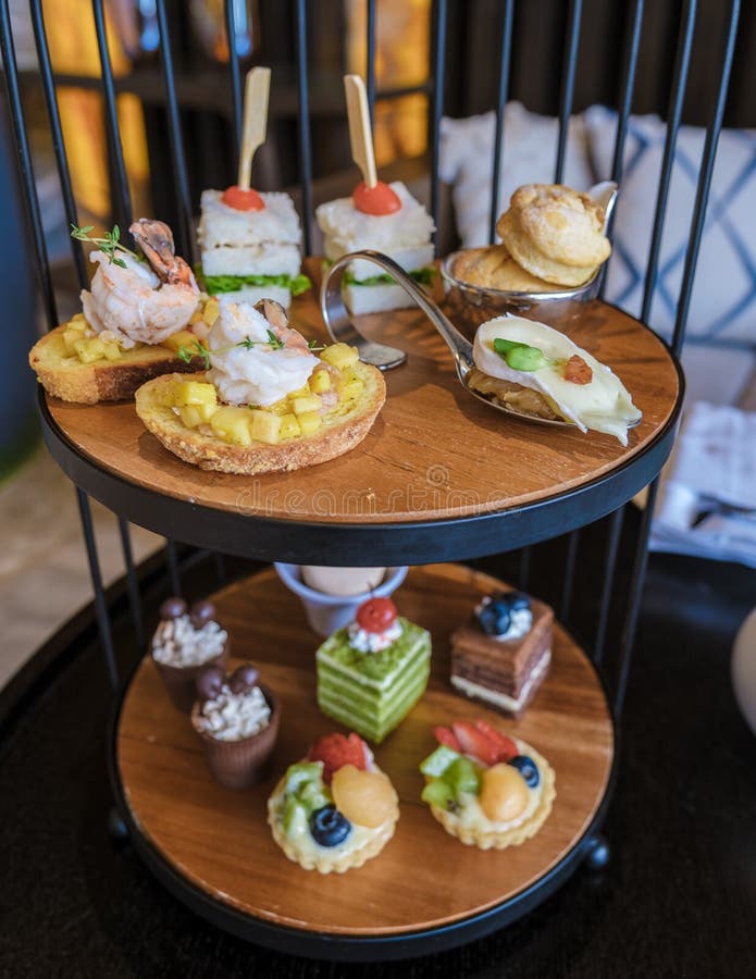 Luxury High Tea with Snack and Tea in a Luxury Hotel Stock Image ...