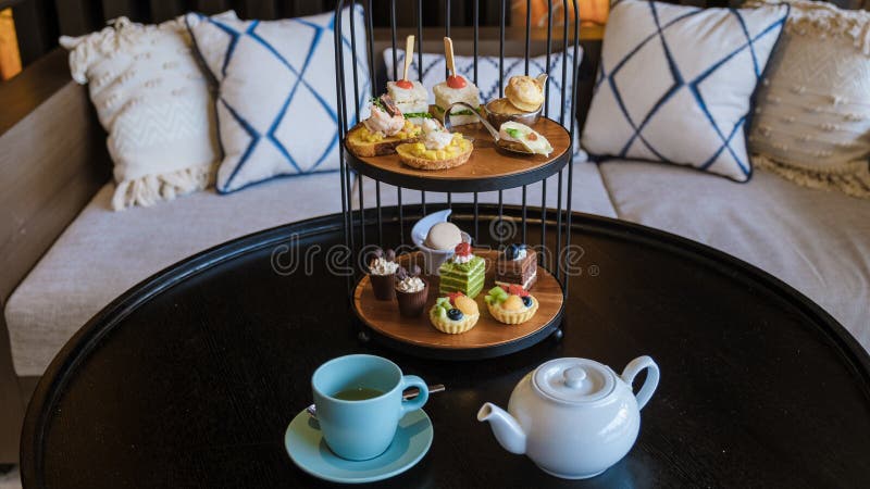 Luxury High Tea with Snack and Tea in a Luxury Hotel Stock Image ...