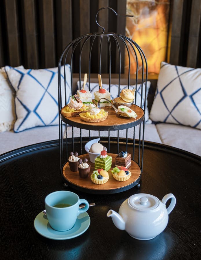 Luxury High Tea with Snack and Tea in a Luxury Hotel Stock Image ...