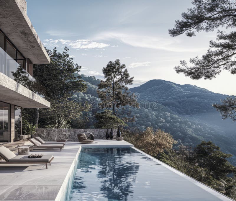 Hillside Villa with Infinity Pool Offering Panoramic Mountain Views and ...