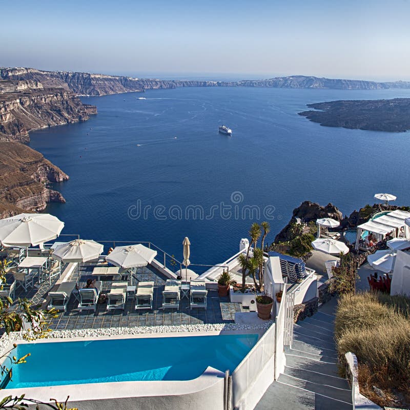 Luxury Holiday Resort with Ocean View Stock Image - Image of cyclades ...