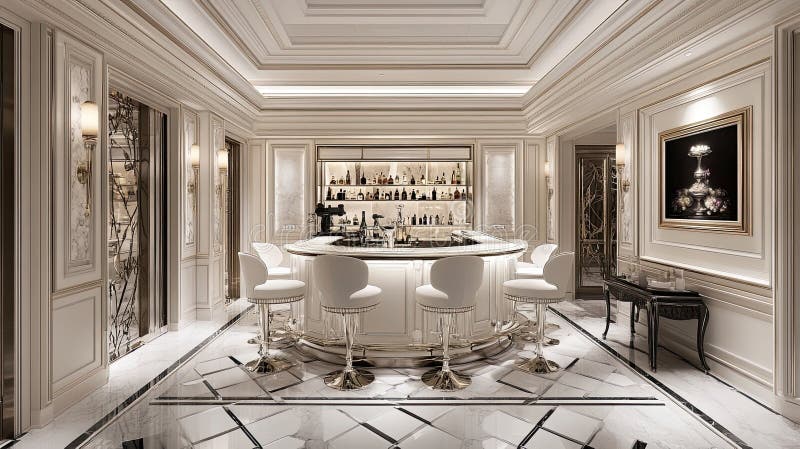 Luxury Home Bar Design. Modern Classic Interior Stock Illustration ...
