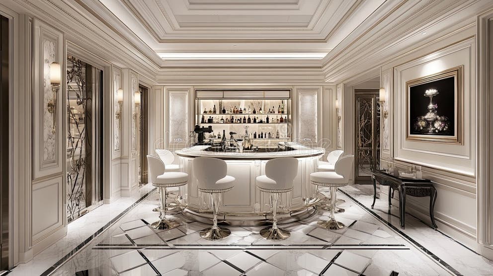 Luxury Home Bar Design. Modern Classic Interior Stock Illustration ...