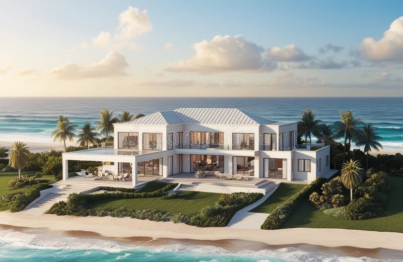 Beachside Luxury Home stock illustration. Illustration of getaway ...