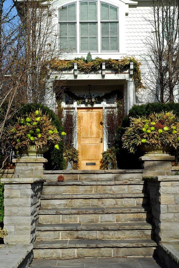 Grand Home Entrance stock image. Image of tree, beige - 1584677