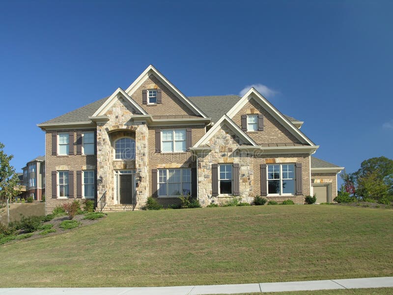 Model Luxury Home Exterior Side View Columns Stock Image - Image of ...