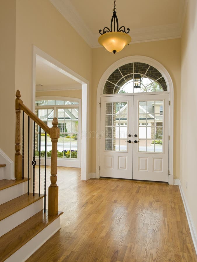 Luxury Foyer with Glass Door 3 Stock Image - Image of hall, house: 4944477