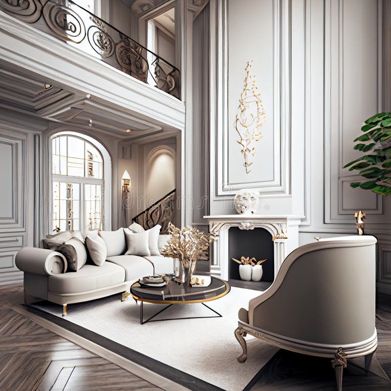 Luxury Home interior stock illustration. Illustration of people - 266953653
