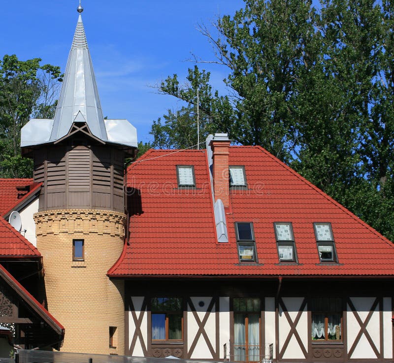Luxury Home with a Roof of Red Tiles Stock Photo - Image of roof ...