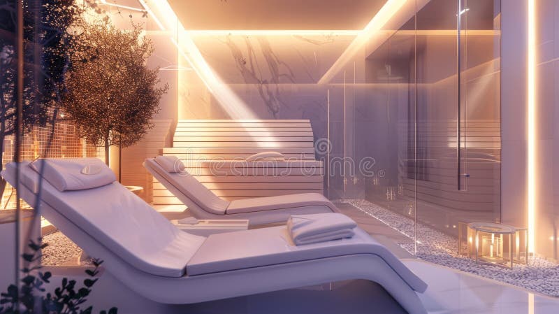 Luxury Home Spa Interior Design with Art Deco Elements and Ambient ...