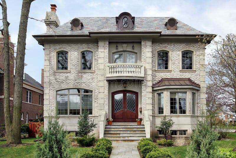 Luxury Home with Step Up Entry Stock Photo - Image of exterior ...