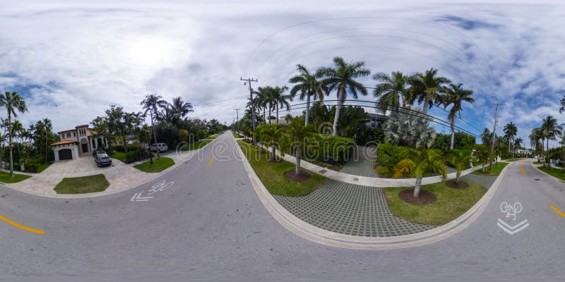 Luxury Homes in Miami Beach Shot with 360 Camera Stock Image - Image of ...