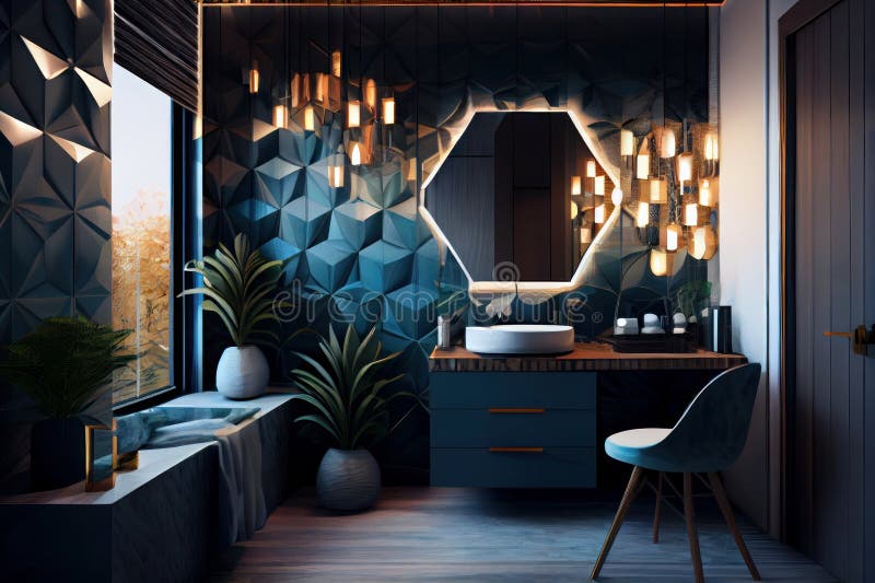 Luxury Hotel Bathroom Interior Design Stock Illustration - Illustration ...