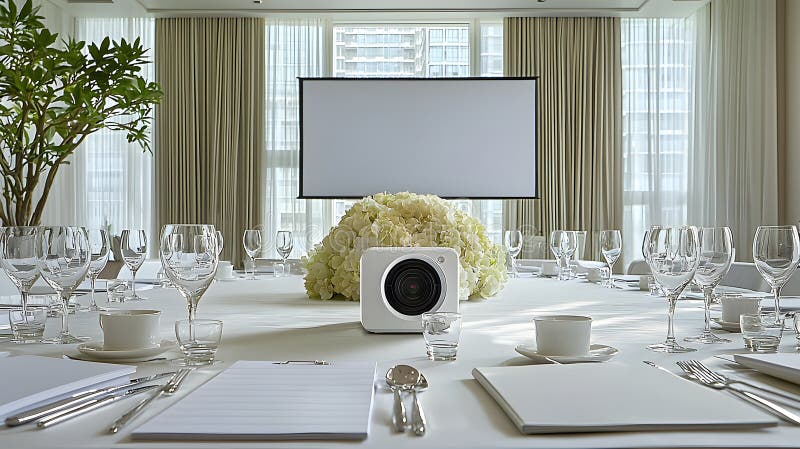 Luxury Hotel Conference Room Setup with Video Camera Stock Illustration ...