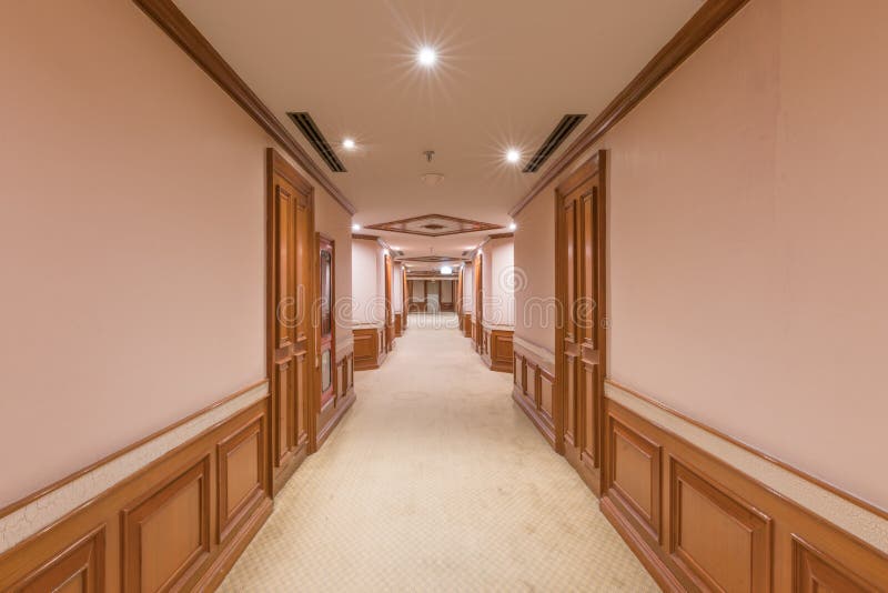 Luxury Hotel Corridor with Retro Lanna Style Stock Photo - Image of ...