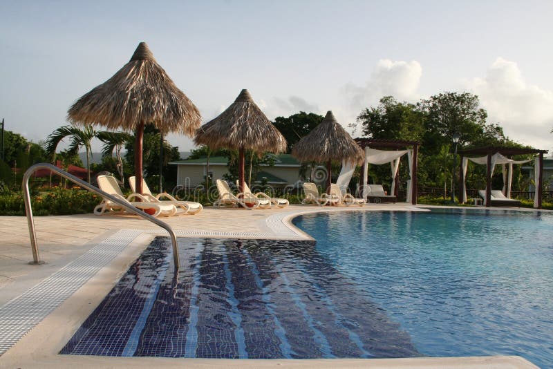 Luxury Hotel Garden with Pool View Stock Photo - Image of destinations ...