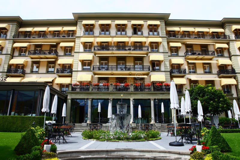 Luxury hotel at Interlaken stock image. Image of switzerland - 39432049