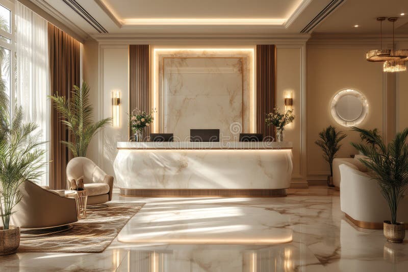 Luxury Hotel Lobby, Chic Hotel Reception Featuring Elegant Design ...