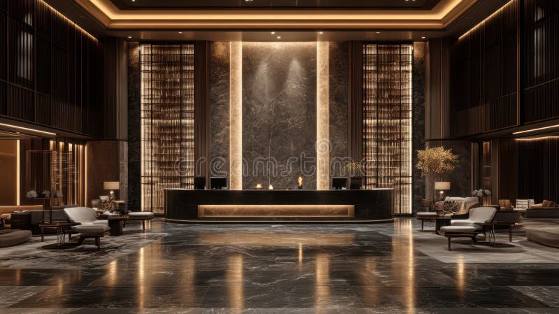 Luxury Hotel Lobby in 3D Rendering, Designed for a High-end Reception ...