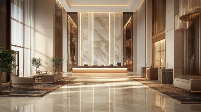 Luxury Hotel Lobby in 3D Rendering, Designed for a High-end Reception ...