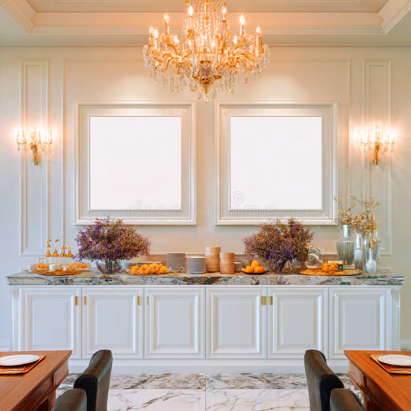 Luxury Hotel Lobby Elegant Interior Design with Blank Frames Stock ...