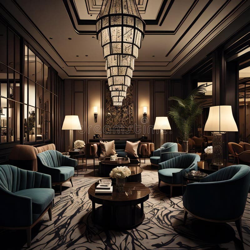 Luxury Hotel Lobby Interior with Armchairs. Generative Ai Stock Photo ...