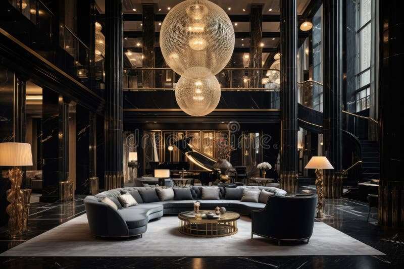 Luxury Hotel Lobby Interior. 3d Rendering and Mock Up, 3d Render of ...