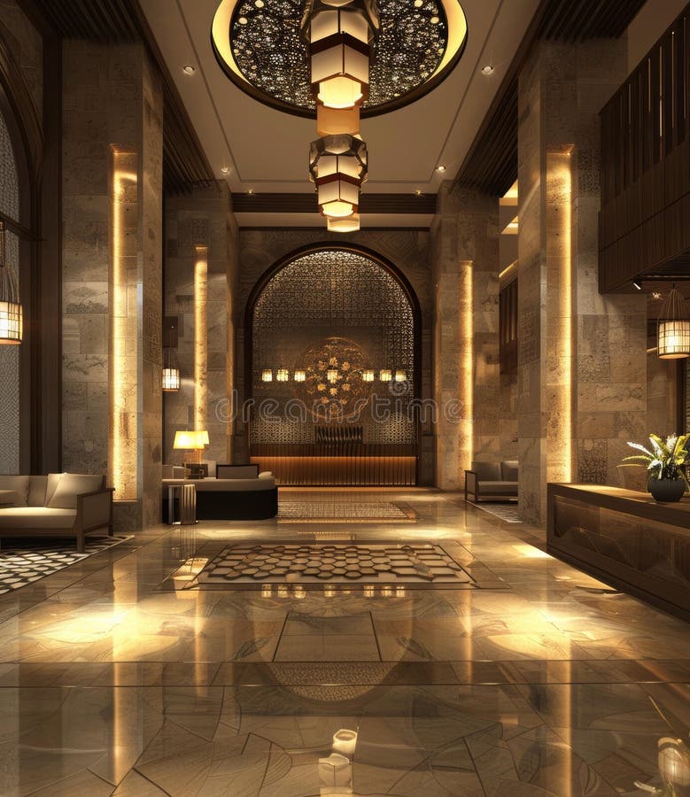 Luxury Hotel Lobby Interior Design Generated Using AI. Stock ...