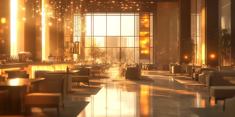 Luxury Hotel Lobby Interior Warm Lighting and Modern Design Stock ...